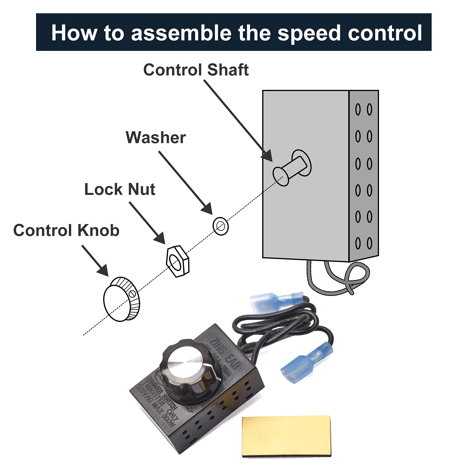 Hiorucet Rheostat Variable Speed Control Switch 120V for Heat N Glo, Heatilator, Majestic, Regency, Desa Fireplace Parts, Fan Speed Controller Switch for Wood Stoves and Fireplace Blower Fan Kits.
