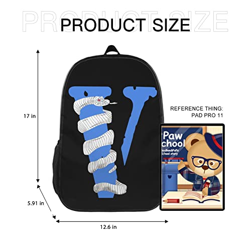 COZON Big V Letter Backpack 17 Inch 3D Printed Aesthetic Casual Travel Bags Breathable Portable Lightweight Large Capacity Daypack Unisex
