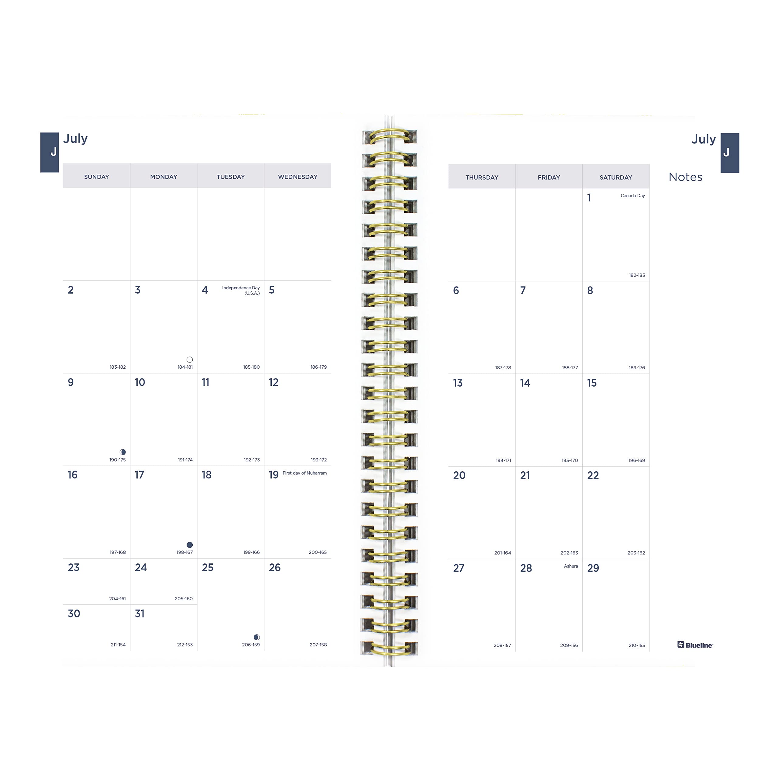 Blueline Essential Academic Weekly/Monthly Planner, 13 Months, July 2023 to July 2024, Gold Twin-Wire Binding, Poly Cover, 8" x 5", Foliage Design, Leaves (CA114PI.02-24)