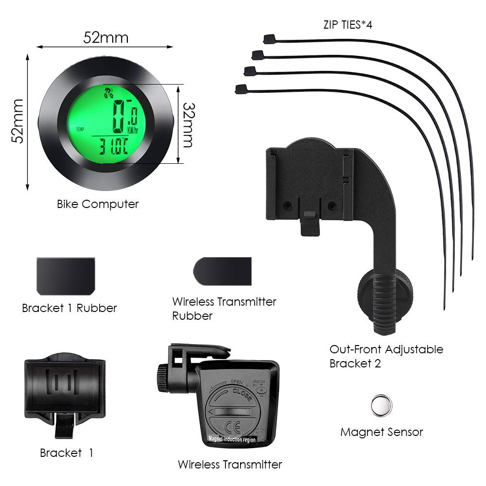 Bike Computer,3 Color Backlight Bike Speedometer,AutoOn/Off Cycle Bicycle Computer,LCD Power Meter Cycling Computer,Waterproof Bicycle Speedometer,Mountain Bike Odometer Distance Tracker
