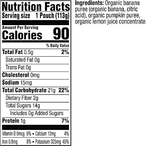 Plum Organics Stage 2 Organic Baby Food, Banana & Pumpkin, 4 Ounce Pouch