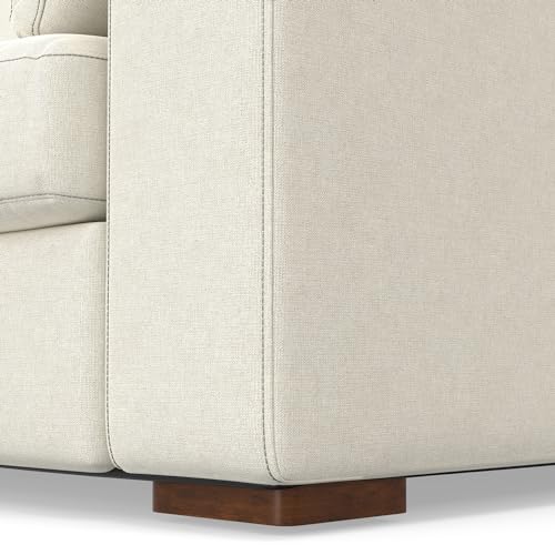 SIMPLIHOME Charlie Left-Facing Sectional Sofa in 100% Recycled Polyester Tightly Woven Performance Fabric, Cream, 122-inches Wide, Handcrafted Contemporary Style L-Shaped Couch with Chaise
