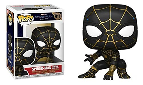 Spider-Man POP Marvel No Way Home - Spiderman in Black and Gold Suit Funko Pop! Vinyl Figure (Bundled with Compatible Pop Box Protector Case), Multicolor, 3.75 inches