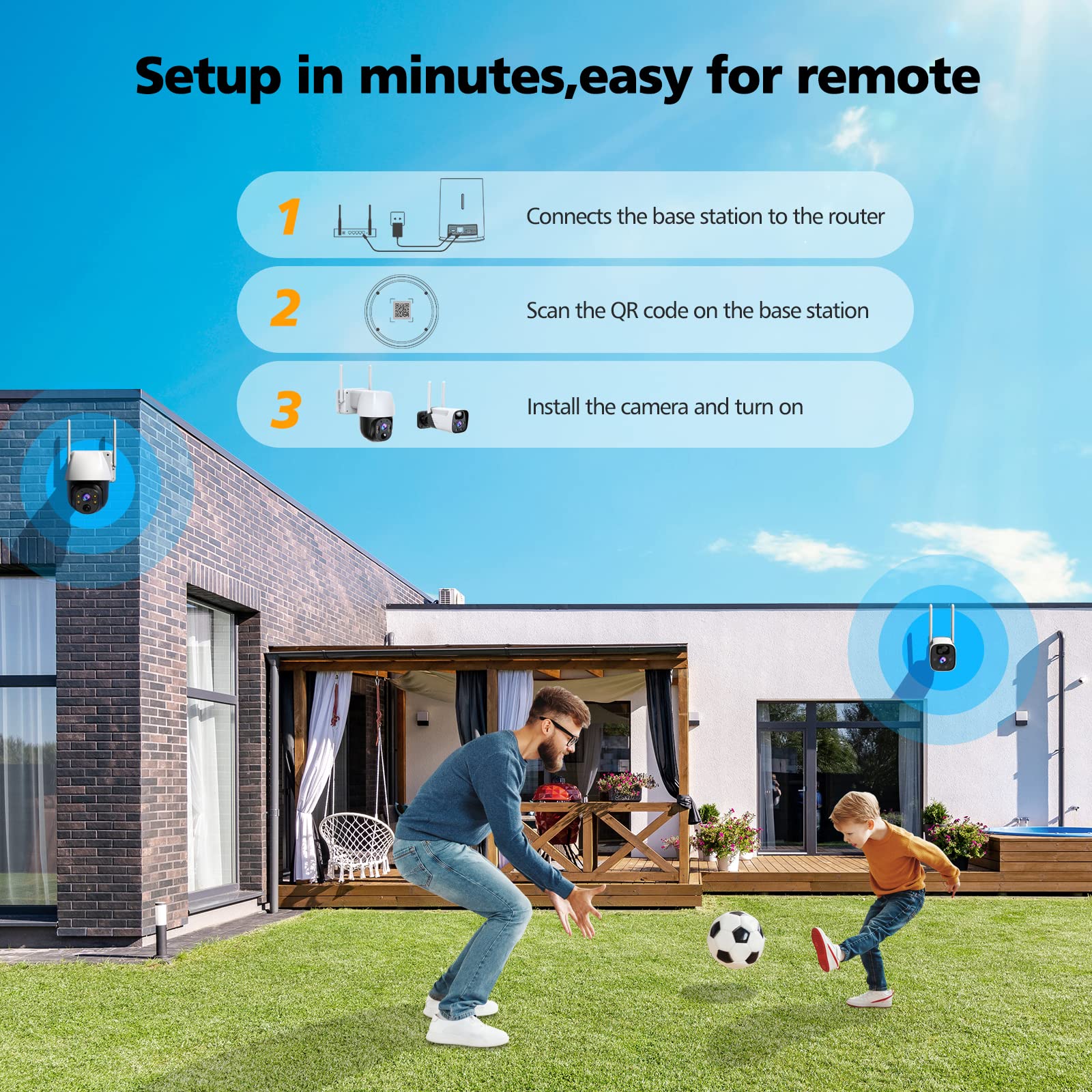 CAMCAMP 4MP Battery Powered Wireless Security Camera System Outdoor 100% Wire-Free, 2-Way Audio, Color Night Vision, PIR Motion Detection, IP66 Waterproof, SD/Cloud Storage, No Monthly Fee, 4-Cam Kits