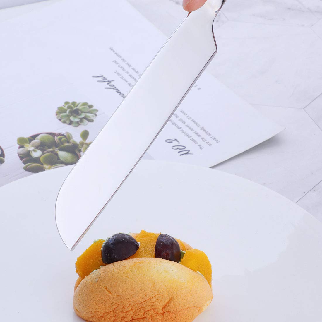 Buyer star Cake Server and Knife Set,Silver 18/8（304) Stainless Steel Big, Small Cake Shovel, Cake Knife, and Dessert Fork*8/Cake Cutting Sets for Wedding, Anniversary, Party Supplies