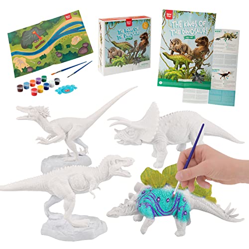Nene Toys Dinosaur Painting Kit for Kids 3-7 Years [The Kings] – Includes 4 Museum Replicas, 2 Paint Sets, 2 Brushes, Educational Poster and Playmat – Art & Craft Paint Toy for Boys and Girls