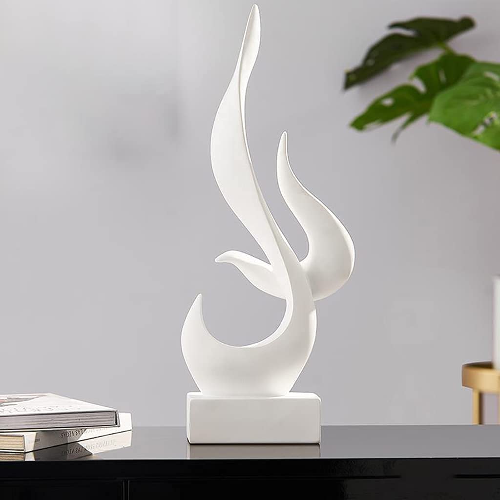 Joylern Resin Art Statue Minimalist Figurines Abstract Sculpture Desk Table Sculpture Ornaments for Home Bedroom Living Room Garden Office - White