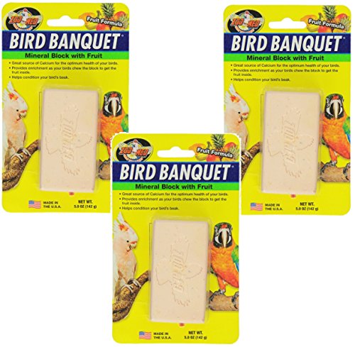 Zoo Med Mineral Blocks with Fruit Banquet Bird Food, 5-Ounce (3 Pack)