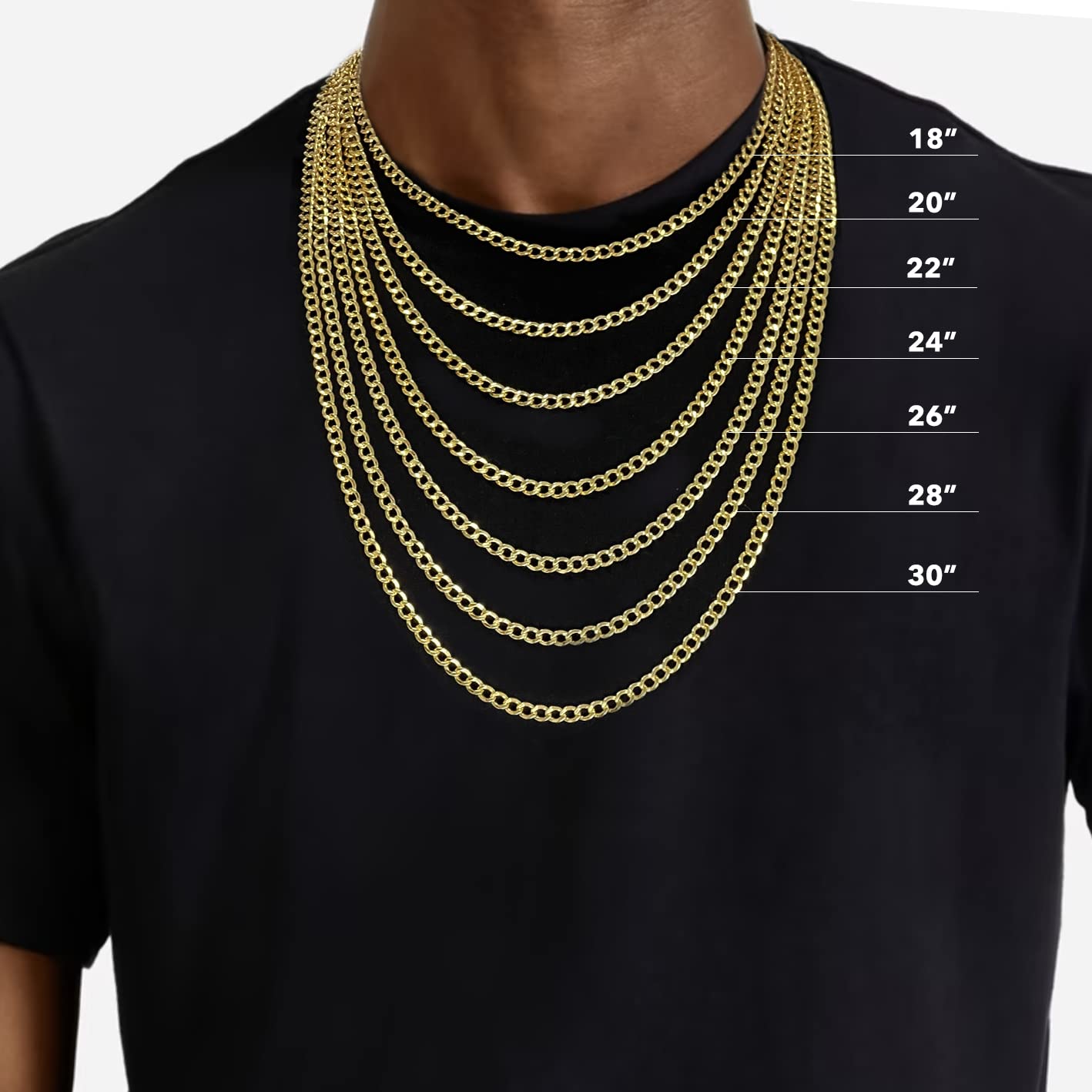 BAYAM 1mm Figaro Link Chain Unisex Adult Necklace Real Solid 10K Yellow Gold Jewelry