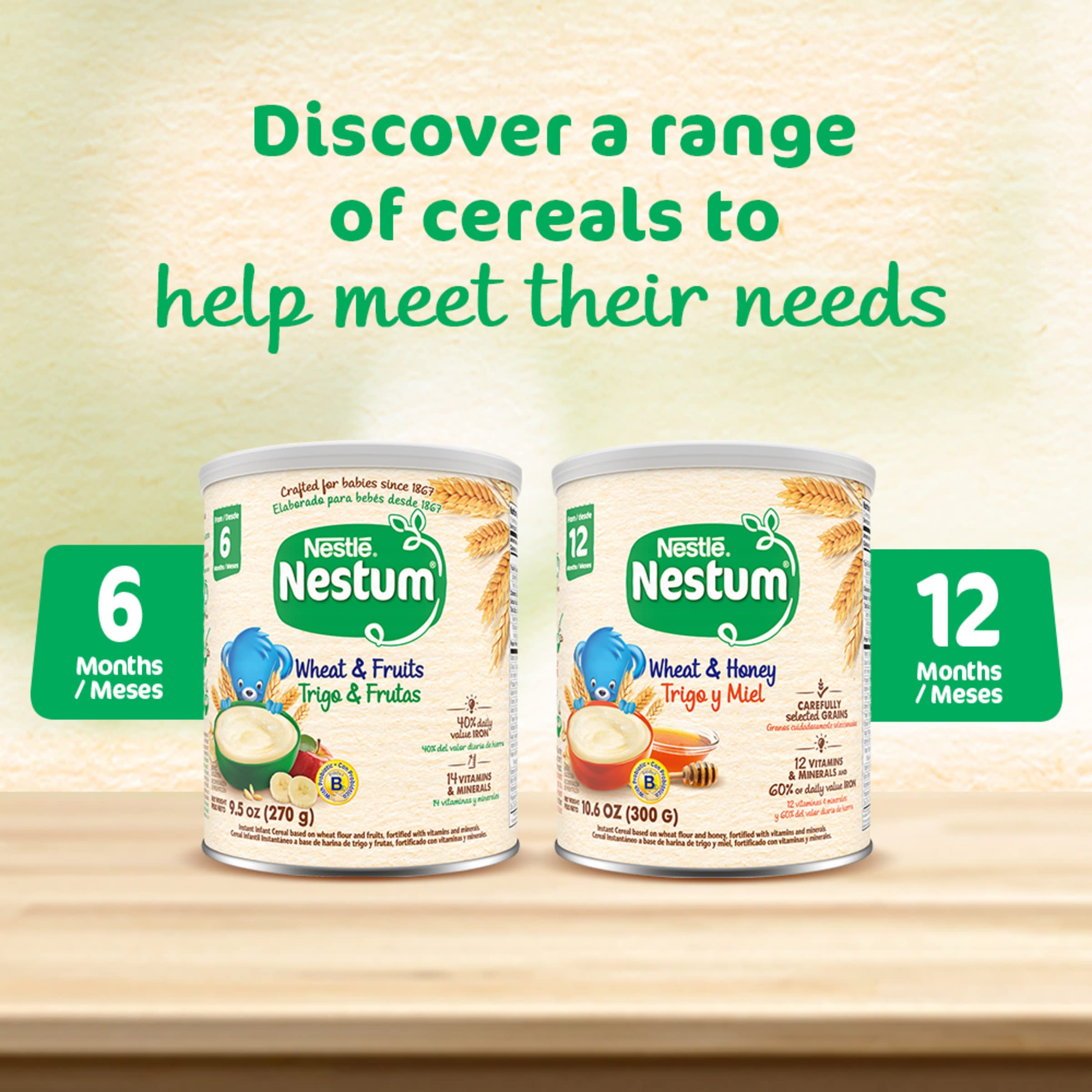 Nestle Nestum Junior Cereal, 3 Cereals - Wheat, Corn & Rice, Made for Toddlers 12 Months, 14.1 OZ Canister (Pack of 3)