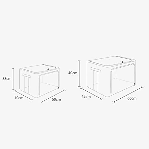 Clothes Storage Bag Large Capacity Closet Organizers Foldable Storage Containers with Reinforced Handle Steel Frame for Blanket Comforter, Bedding, Foldable with Sturdy Zipper Clear Window Beige 66L