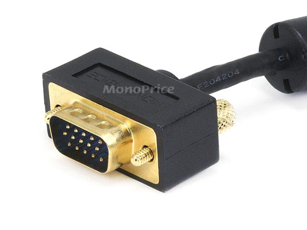 Monoprice 1.5ft Ultra Slim SVGA Super VGA 30/32AWG M/M Monitor Cable w/ ferrites (Gold Plated Connector)