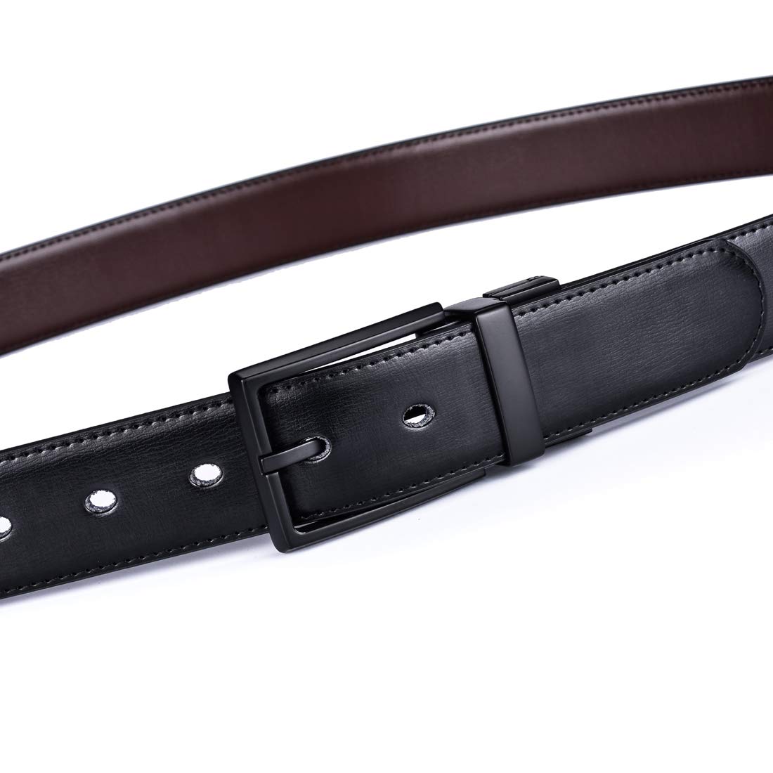 beltox fine Men's Dress Belt Leather Reversible 1.25" Wide Rotated Buckle Gift Box(Black/Brown Belt with 0440 Black Buckle,38-40)