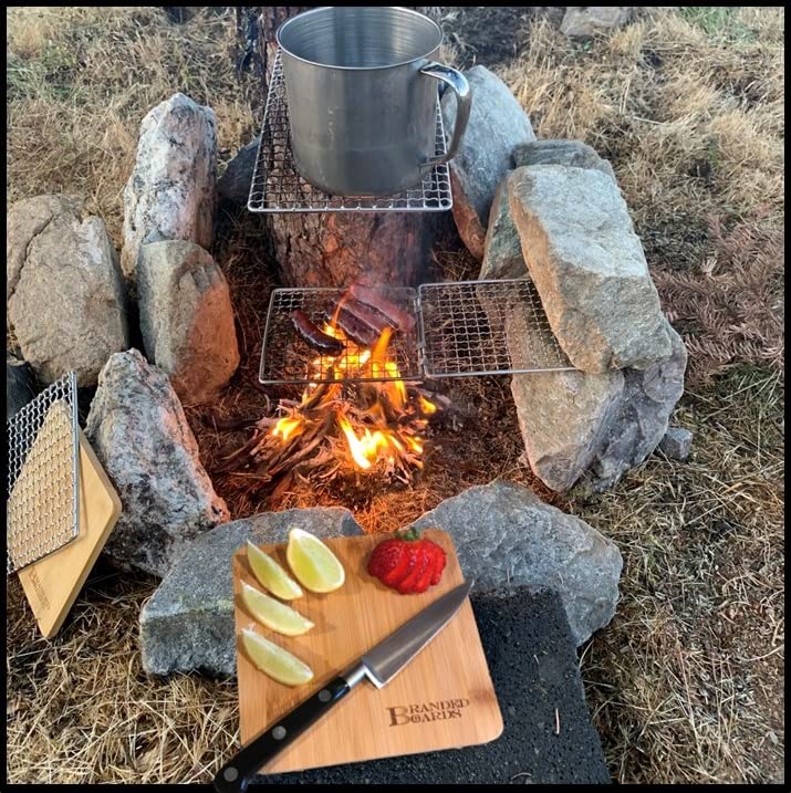 Branded Boards Small Mini All Natural Bamboo Cutting Board, Great for Apartments RV's Home Bar Backpacking Camping Bushcraft Dorm Rooms Picnics & Entertaining (4 Pack)