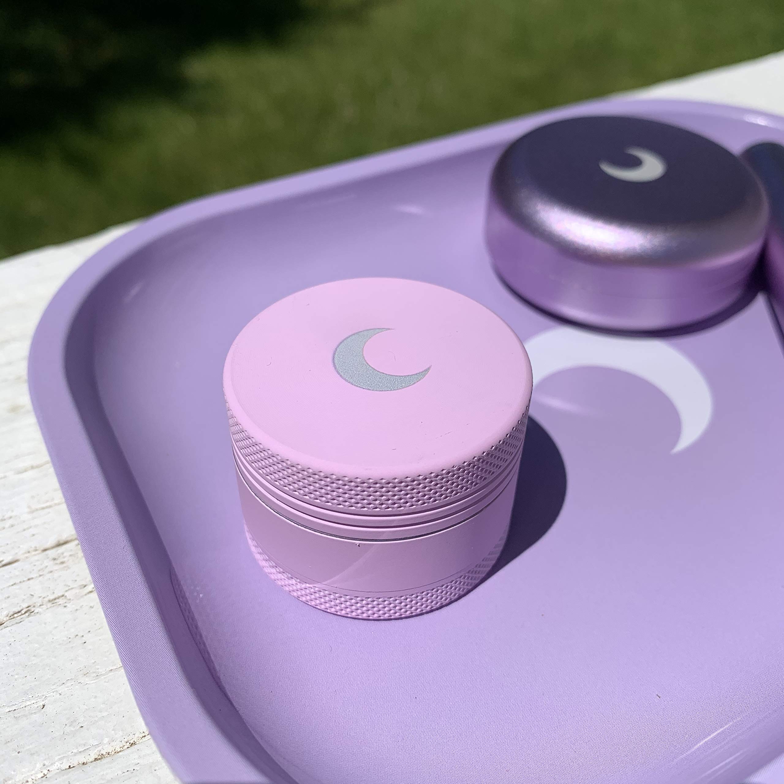 Brando Moon 1.5 inch Purple with White Moon Kitchen Crusher - 3 Piece Small Metal Manual Crusher (Upgraded Version)