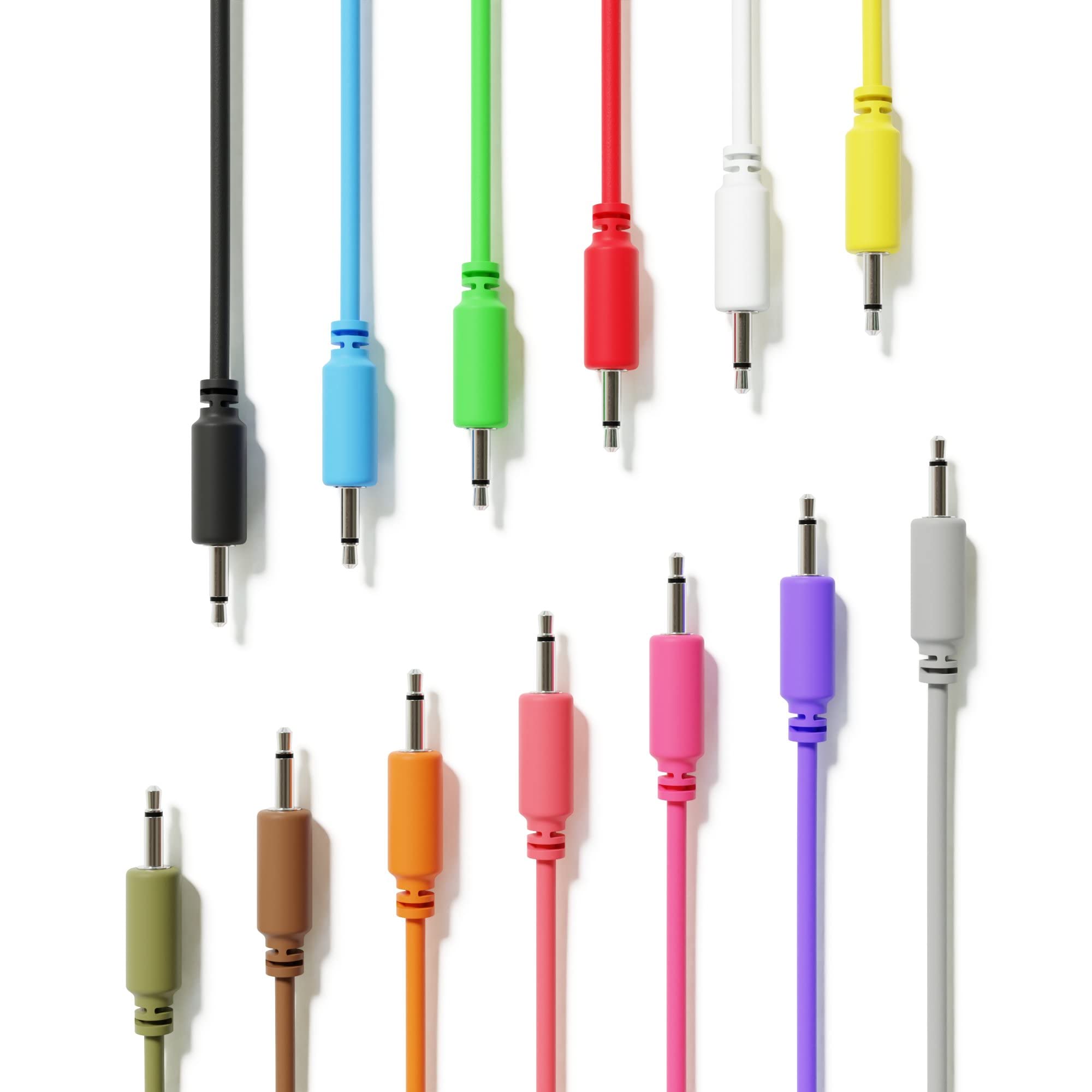 ExcelValley - Mono Modular Patch Cables TS 3.5mm 1/8 inch Eurorack Synthesizer [10-Pack | 30 cm - 11.81"]