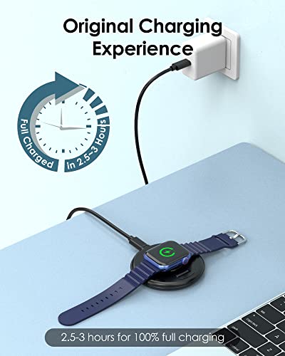 Charger Dock Compatible with Apple Watch, Foldable Magnetic Wireless Charging Station Stand with USB C Cable Accessories Compatible for iWatch Series Ultra/8/7/6/5/3/2/SE, Black