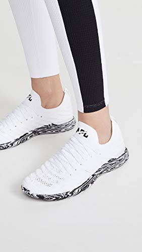 APL: Athletic Propulsion Labs Women's Techloom Wave Sneakers, White/Black/Marble, 9.5 Medium US