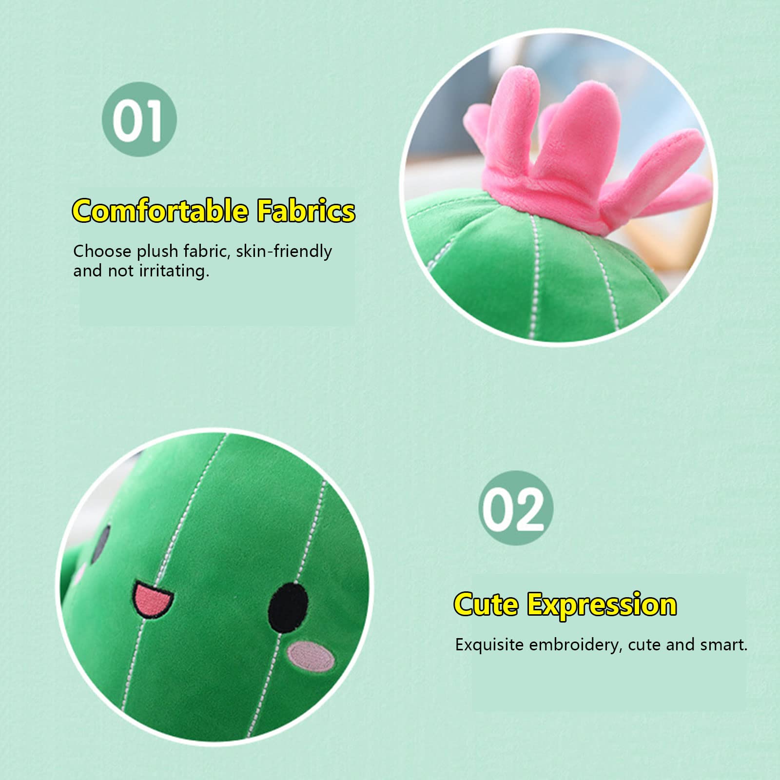 VOpper 1Pcs 8inch Super Cute Smiling Cactus Plush Pillow Toy,A Great Gift for Boys, Girls and Girlfriends (8inch)β¦