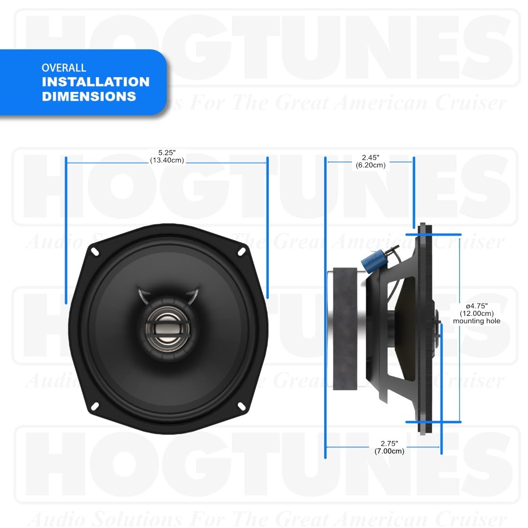 Hogtunes REV 450U KIT-AA with 200 Watts RMS 4 Channel Amplifier, 5.25" Front & 5.25" Rear Speakers (4 Pack), Fits 1998-2013 Harley-Davidson Motorcycles