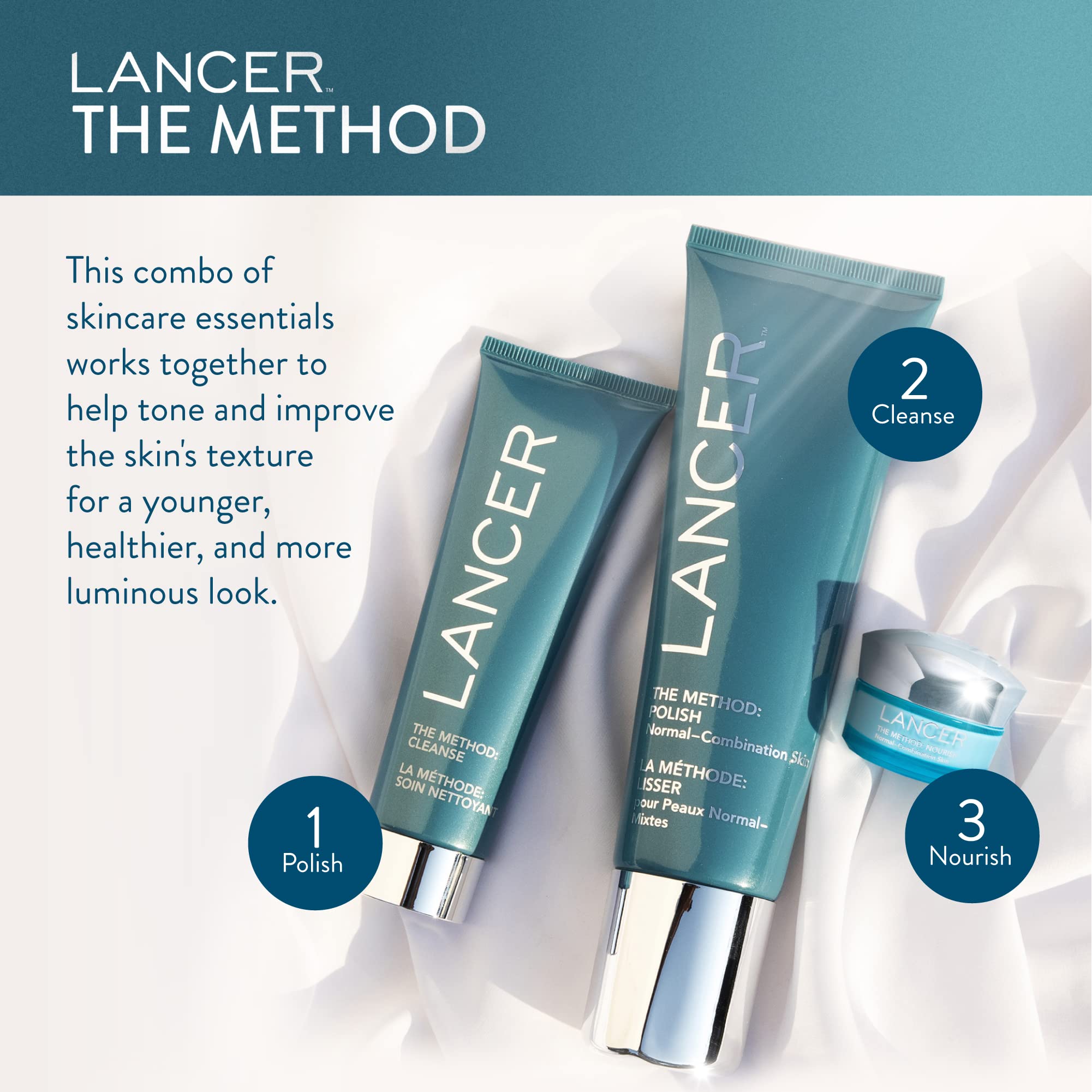 Lancer Skincare The Method: Polish Facial Exfoliator, Daily Exfoliating Face Wash with Natural Minerals, Normal Combination Skin, 4.2 Fluid Ounces