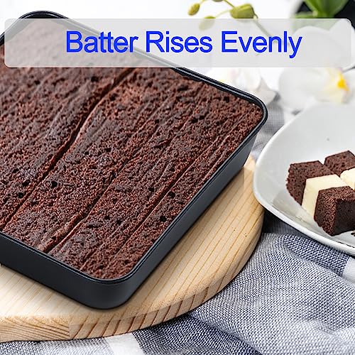 E-far 8x8 Inch Square Baking Pan with Lid Set, Nonstick Square Cake Pans Metal Bakeware for Oven Cooking Lasagna Brownies, Stainless Steel Core & Easy Release, 4 Pieces(2 Pans+2 Covers)