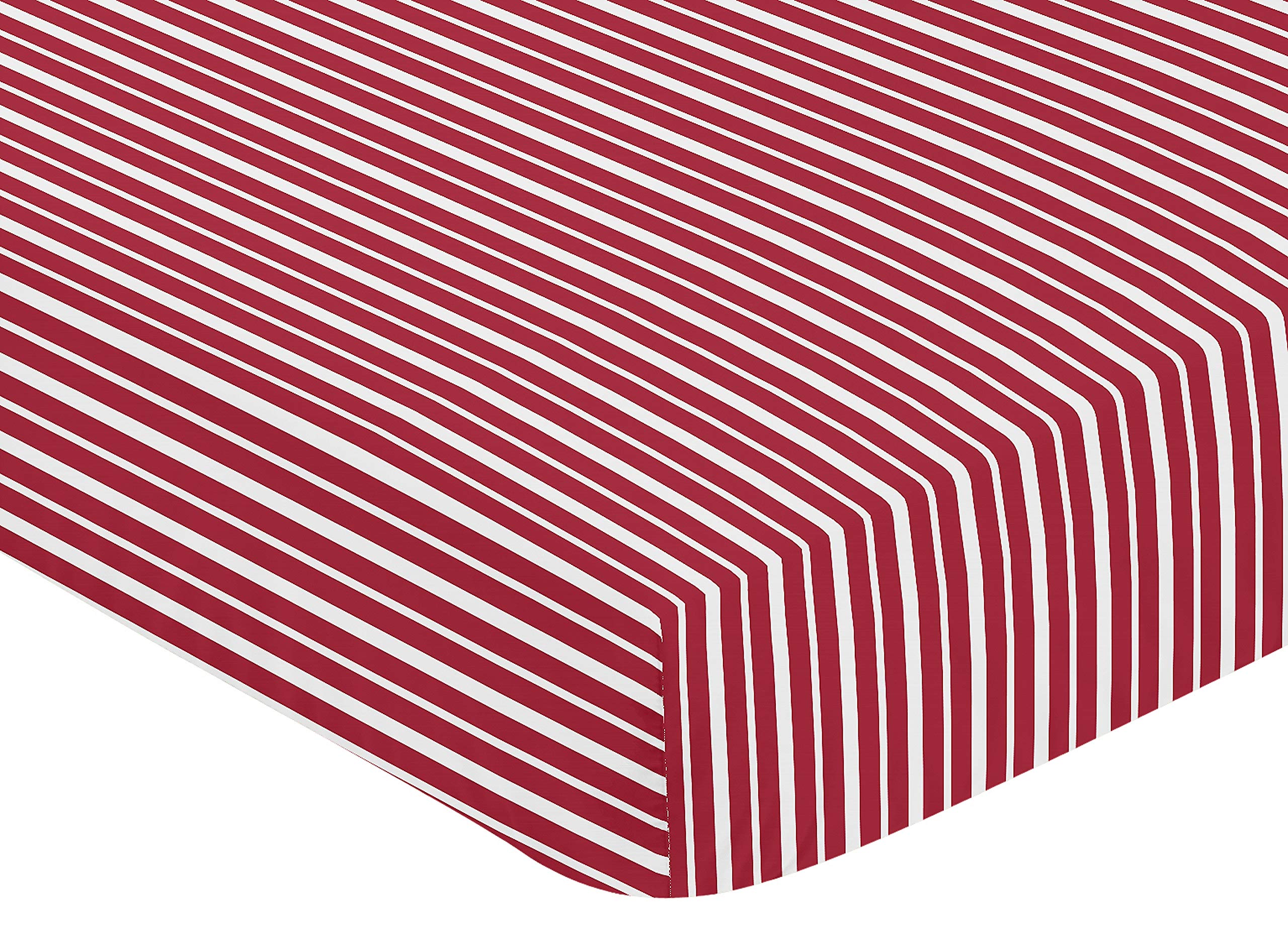 Vintage Aviator Fitted Crib Sheet for Baby and Toddler Bedding Sets by Sweet Jojo Designs - Red Stripe Print