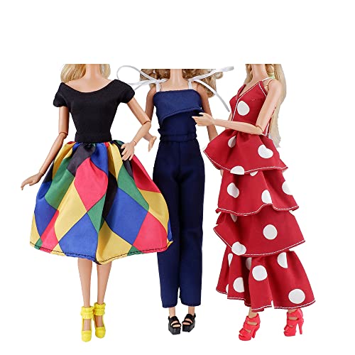 E-TING 3 Sets Doll Clothes Chiffon Skirt Jumpsuits Office Style Wears Dress for 11.5 Inches Girl Dolls
