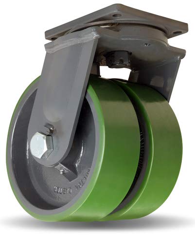 S-MDD-12DT Maxi-Duty Dual Wheel Swivel Caster w/Duralast 12 in Polyurethane (95A) on Iron Core Wheel, 3 in Face, 7,000 lb Capacity
