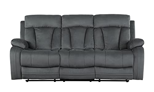 Blackjack Furniture Elton Microfiber Reclining Modern Living Room Loveseat, Sofa, Gray