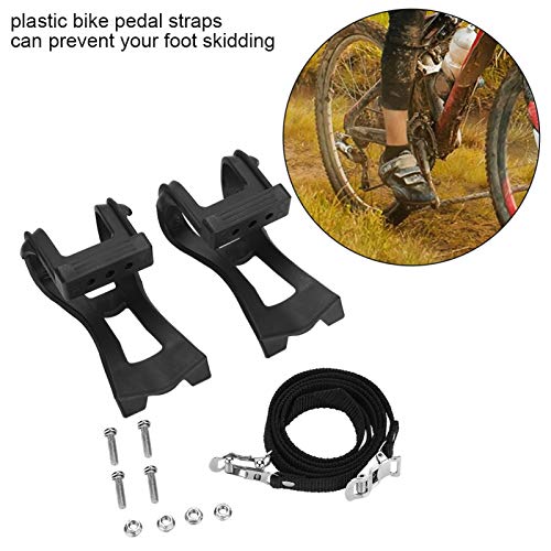 Bike Pedal Straps, Plastic Adjustable Bike Pedals Straps Anti-Slip Bicycle Toe Clip Belt Cycling Accessory