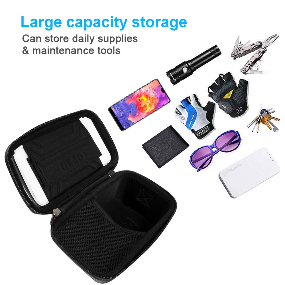 Bike Phone Front Frame Bag - Waterproof Bicycle Top Tube Cycling Phone Mount Pack with Touch Screen Sun Visor Large Capacity Phone Case for Cellphone Below 6.5’’ iPhone 7 8 Plus xs max
