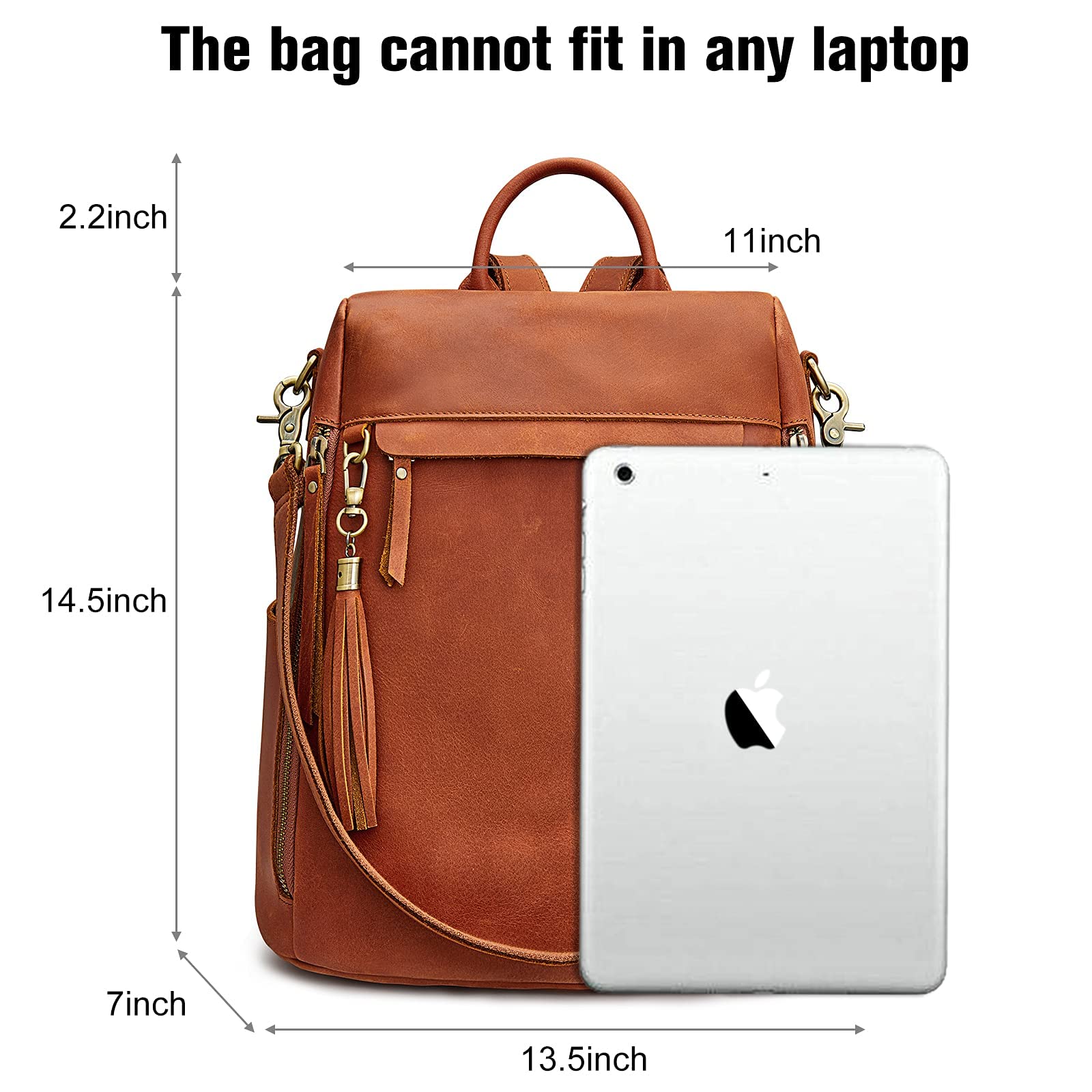 S-ZONE Vintage Genuine Leather Totes for Women Purse Handbag with Anti-thief Backpack Large