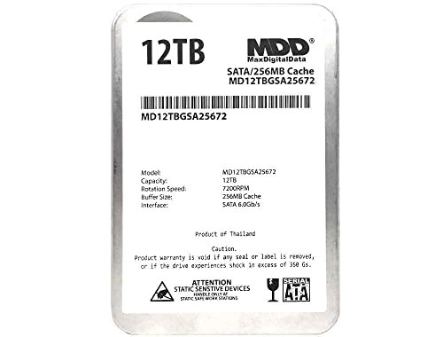 MDD 12TB 7200RPM SATA 6Gb/s 256MB Cache 3.5inch Internal Desktop Hard Drive, MD12TBGSA25672, Mechanical Hard Disk