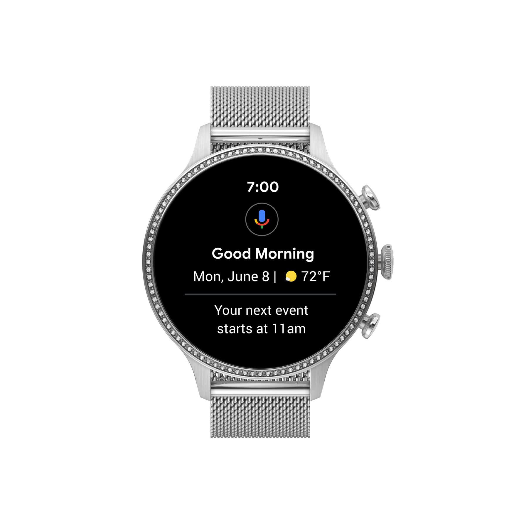 Fossil Unisex Gen 6 42mm Stainless Steel Mesh Touchscreen Smart Watch, Color: Silver (Model: FTW6083V)