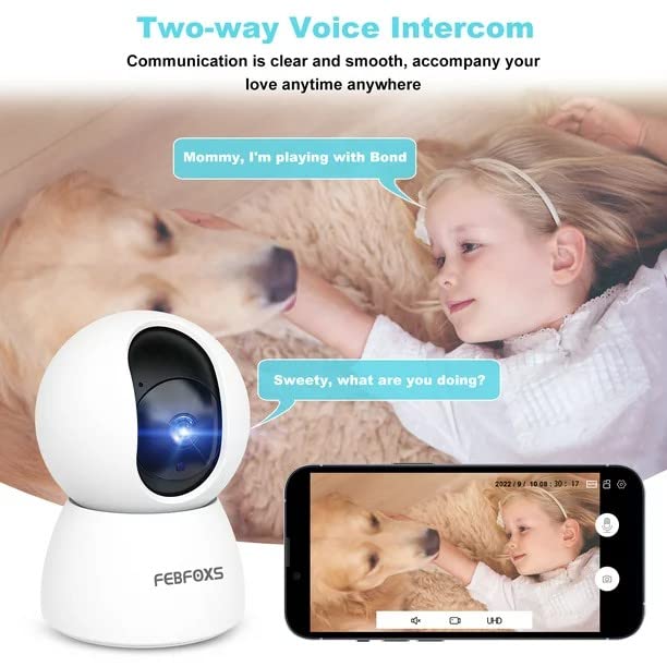 Baby Monitor Security Camera, WiFi Indoor Camera, 360-Degree Smart 1080P Pet Camera for Home Security and Nanny Elderly with Motion Detection, Night Vision, Two-Way Audio (1)