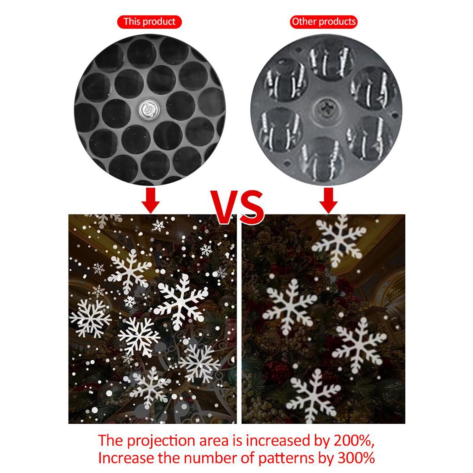 S5E5X Christmas Light Snowflake Projector, HD Waterproof Moving Patterns Rotating LED Projection Lamp for Christmas Party Decorations, Landscape Light for Home Outdoor Garden Courtyard Wall (Black)