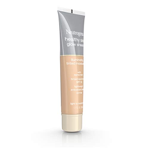 Neutrogena Healthy Skin Glow Sheers Tinted Moisturizer, Oil-Free & Non-Greasy Moisturizer with Antioxidant Vitamins A, C, and E, Broad Spectrum SPF 30 Sunscreen, Light to Medium 30, 1.1 oz (2 Pack)