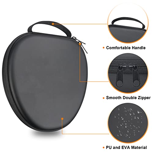 Canboc Hard Case for New Apple AirPods Max Headphone Supports Sleep Mode,Travel Carrying Storage AirPods Max Bag, Extra Space fits Cable, Charger, Black