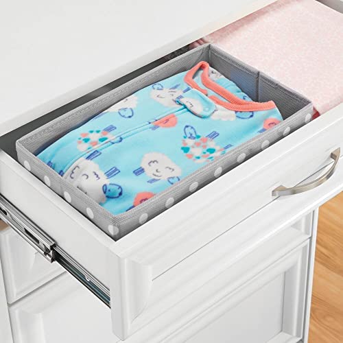 mDesign Fabric Drawer Organizer Bins, Kids/Baby Nursery Dresser, Closet, Shelf, Playroom Organization, Hold Clothes, Toys, Diapers, Bibs, Blankets, 6 Pack - Gray/White Polka Dot