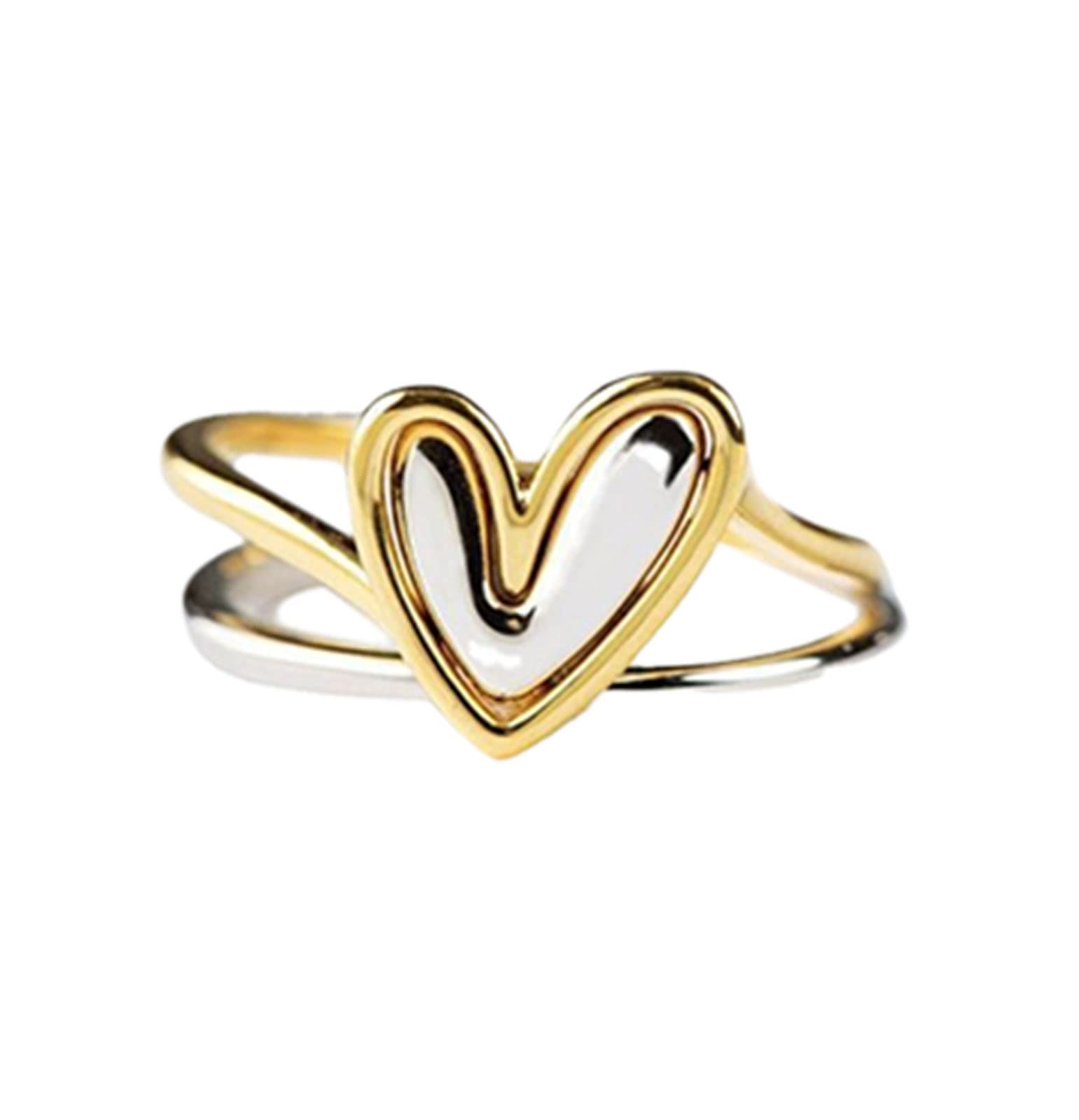 BLUGY for Daughter and Mother Heart Shaped Ring Exquisite Ring Birthday Gift for Mother Gift for Her Female Heart Shaped Ring