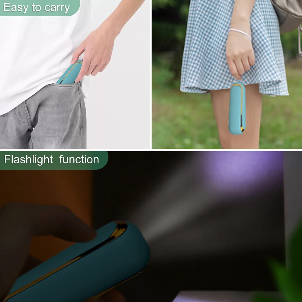 ideapro Pocket Handheld Fan Mini Portable Fan with Lanyard, 2000 mAh USB Rechargeable Mini Fan, Batteries Operated Handheld Fan with 3 Speeds Power Bank Flashlight Function for Home Outdoor Travel