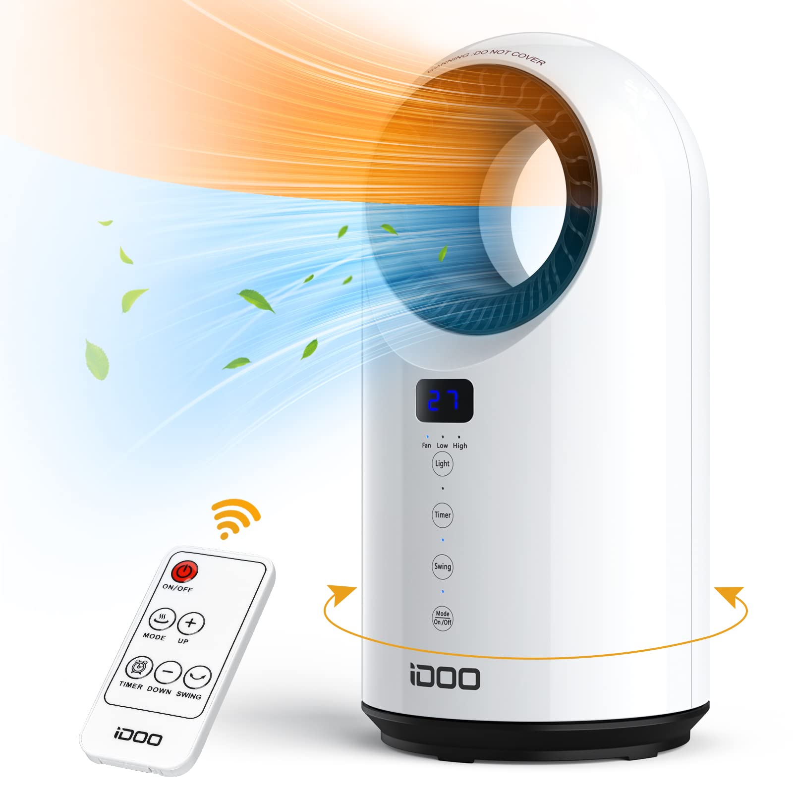 iDOO Electric Space Heater for Indoor Use with Remote, Portable PTC Ceramic Heaters for Bedroom, 1500W Fast Heating for Large Room/Office, Safe & Quiet for Home, 12H Timer, Oscillation, LED Display
