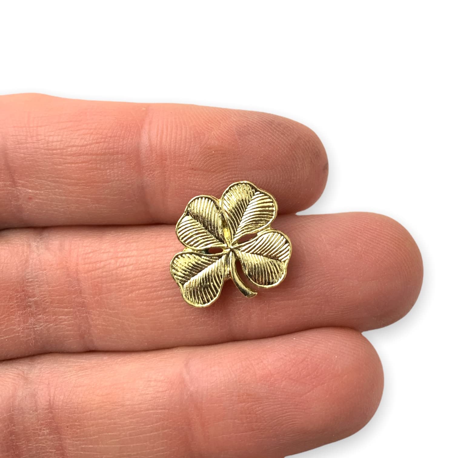 Four Leaf Clover Shamrock Lapel Pin – Lucky Gold Pin for Saint Patrick's Day – Irish Brooch for Hats, Jackets, and Backpacks by StockPins – Made in USA