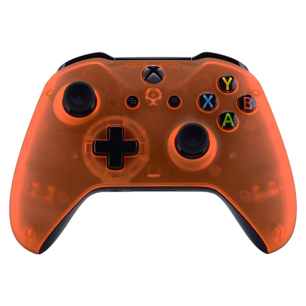 eXtremeRate Foggy Clear Orange Faceplate Cover for Xbox One Wireless Controller (Model 1708), Custom Case Front Housing Shell for Xbox One S & Xbox One X Controller - Controller NOT Included