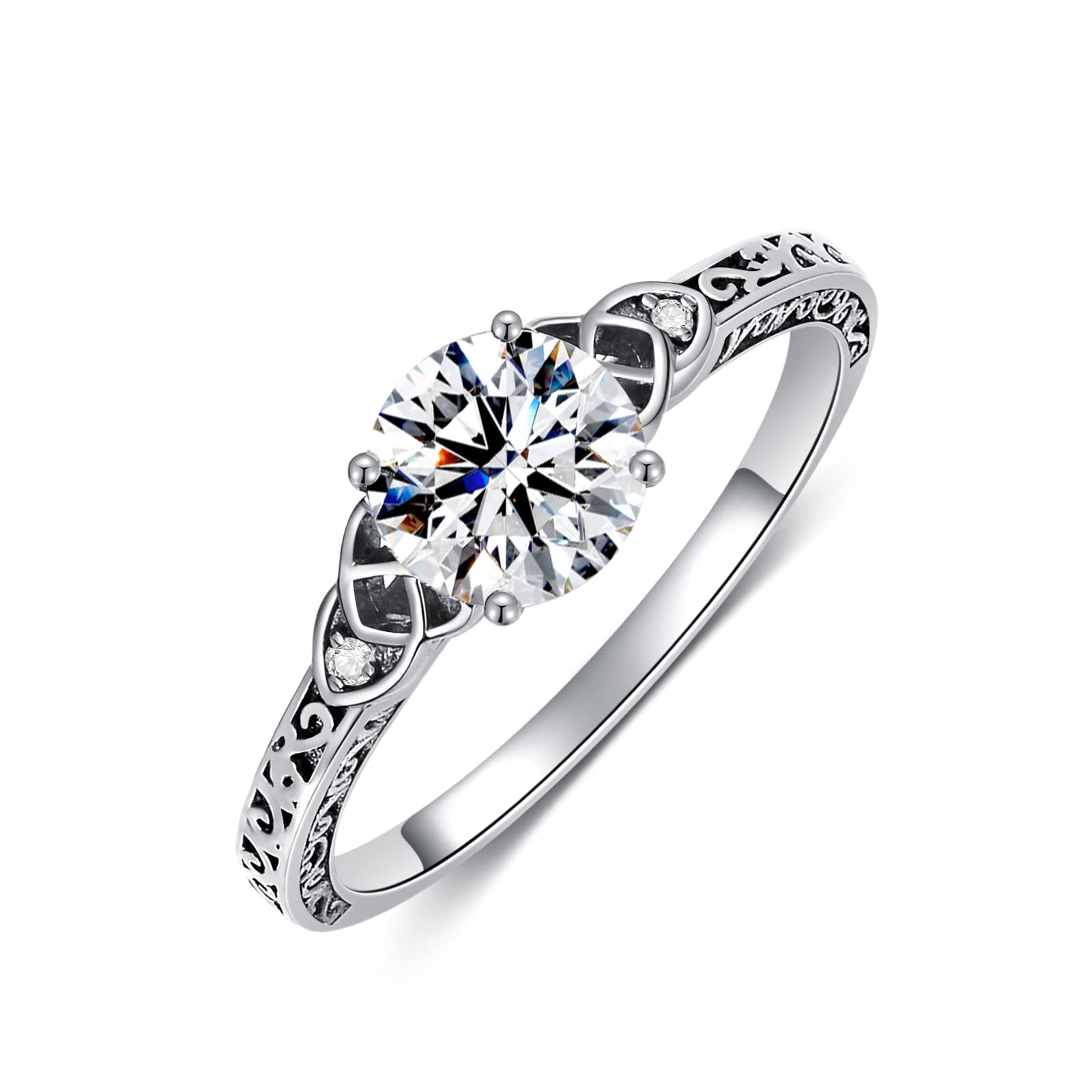 Ayafee 1.13 Carat (ctw) Moissanite Wedding Sets for Women, S925 Sterling Silver Vintage Engagement Ring Sets for Women - 9