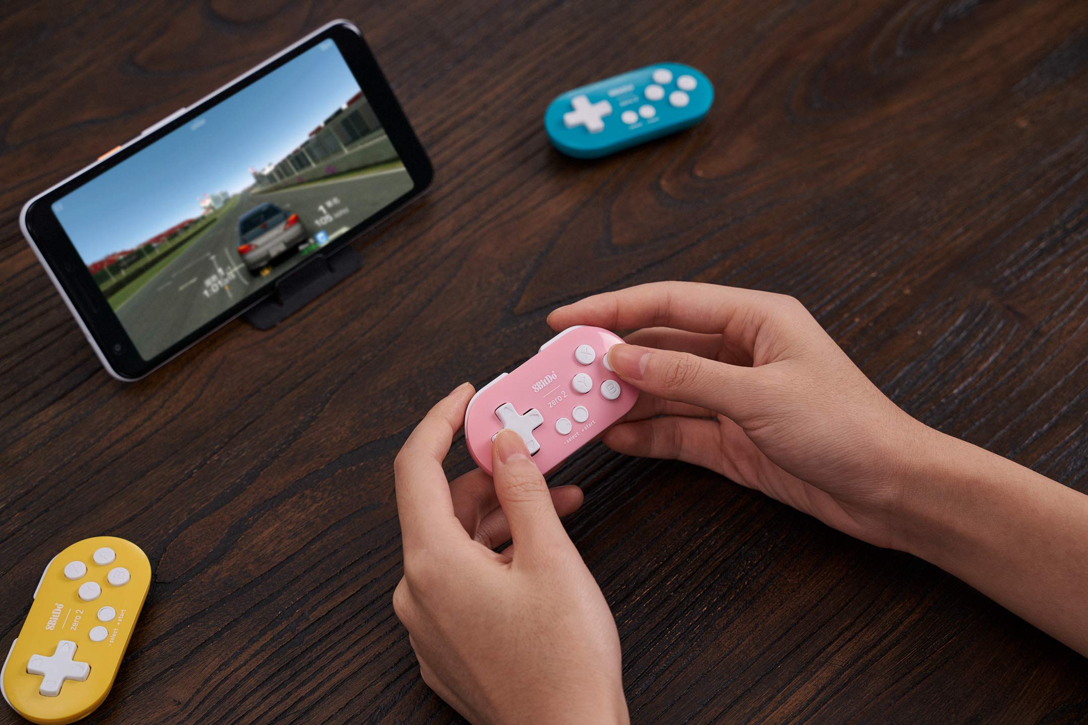 Nargos 8BitDo Zero 2 Mini Game Controller and 8BitDo Wireless Adapter 2 (Controller Pink)