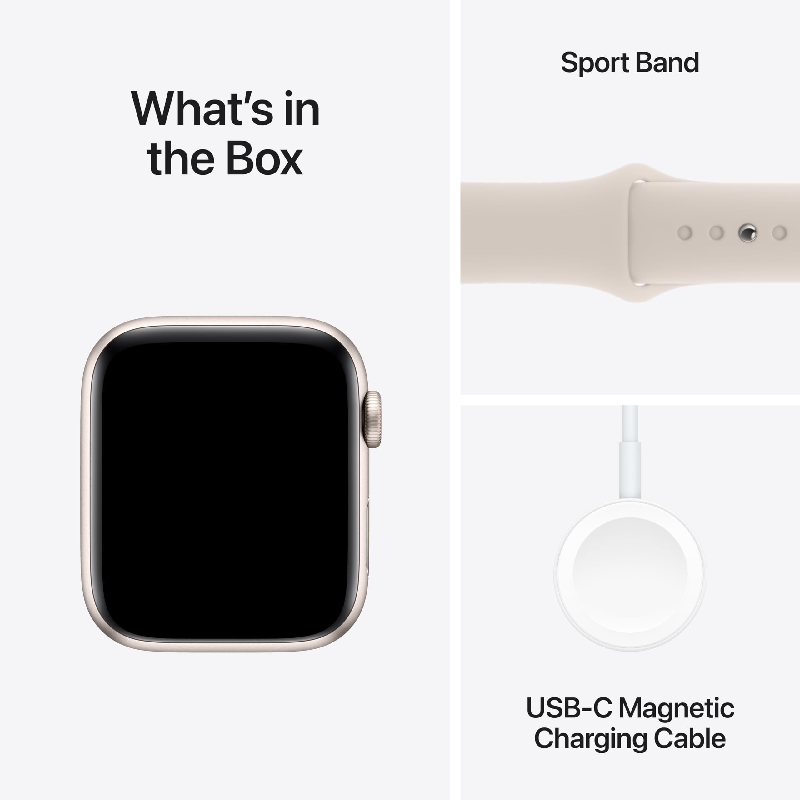 Apple Watch SE GPS + Cellular 44mm Starlight Aluminum Case with Starlight Sport Band - S/M with AppleCare+ (2 Years)