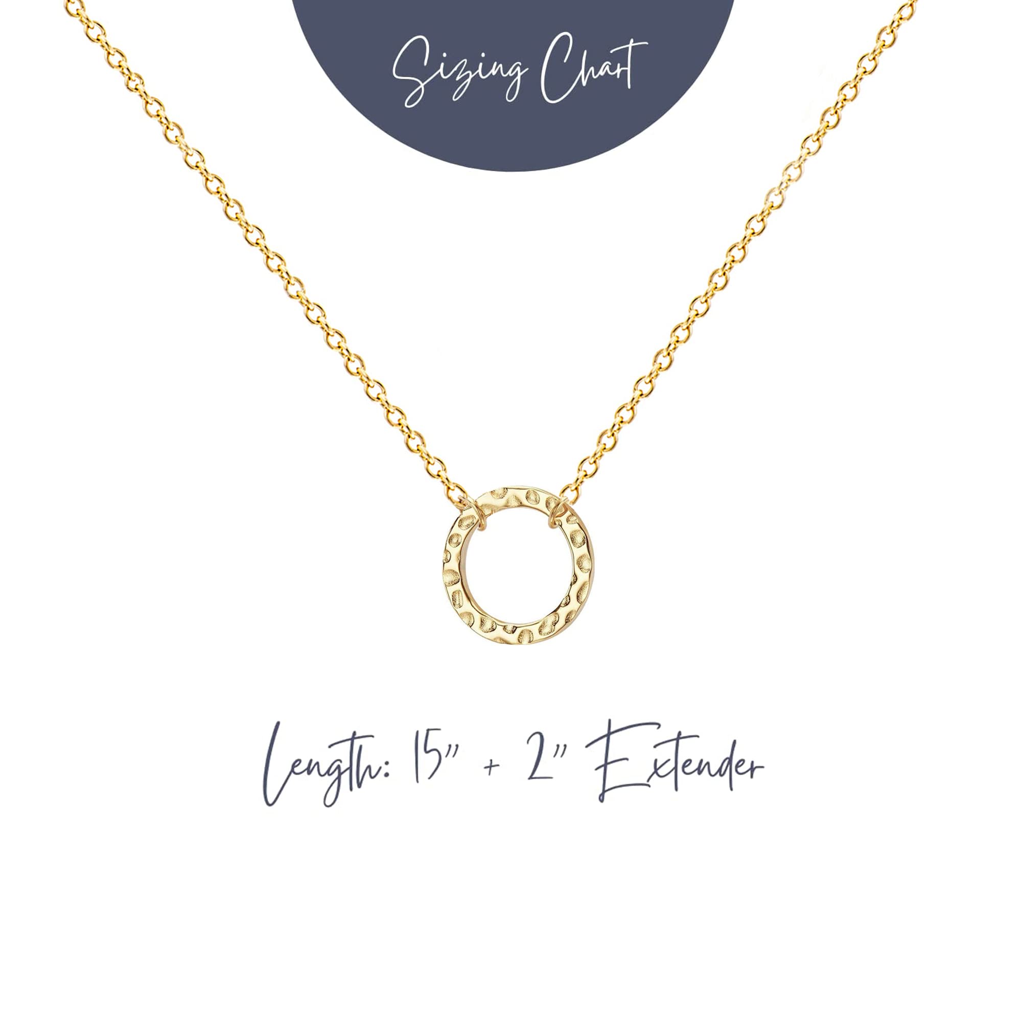 Ava Riley Necklaces for Women Gold Necklace Dainty Karma Choker Hammered Open Circle 14K Real Plated Jewelry