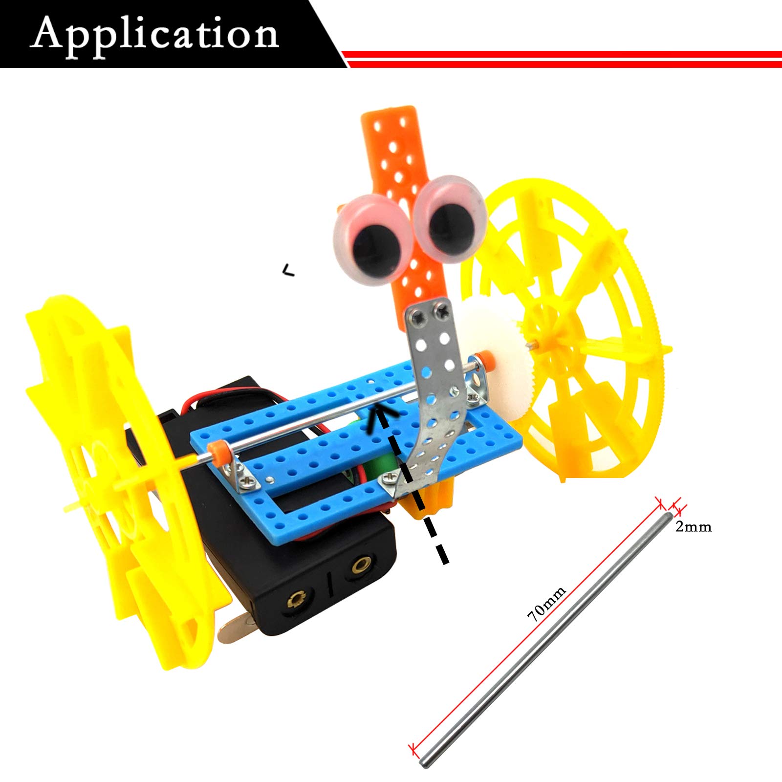 EUDAX 100Pcs STEM Toys Shaft Round Rod Axles for DIY Toy RC Car Boat Helicopter Model Part (2mmx70mm)